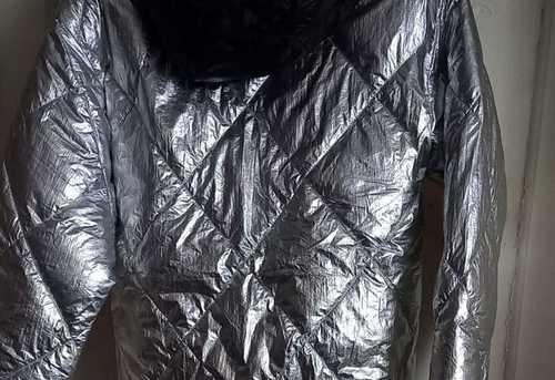 Куртка пуховик серебристый металлик новый 40-42-44