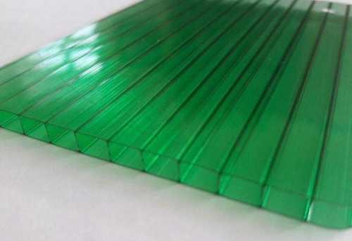 Сотовый поликарбонат 16 мм. зеленый