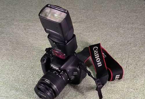 Комплект Canon EOS 600D + 18-55mm + вспышка