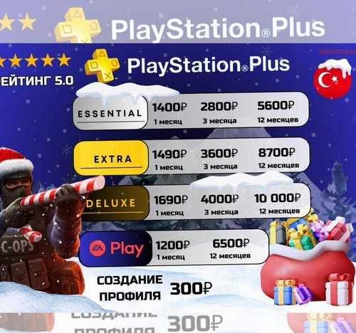 Подписка ps plus все тарифы Турция Delux 1/3/12 месяцев (Арт.23670)