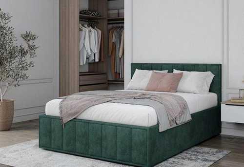 Кровать двуспальная с подъемным механизмом зеленая
