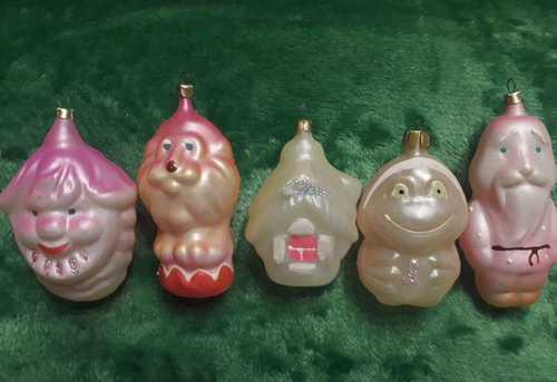 Набор (3) ёлочных матовых игрушек времён СССР