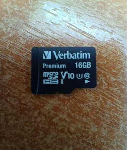 Карта памяти Micro sdhc Verbatim 16 Gb