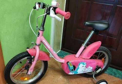 Детский велосипед розовый btwin unicorn 14