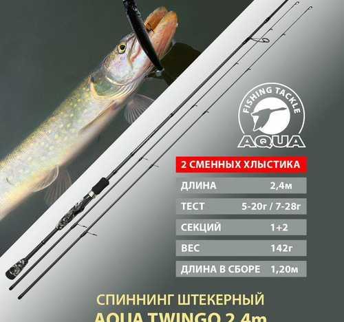 Спиннинг штекерный aqua twingo 2,4m 5-20g/7-28g