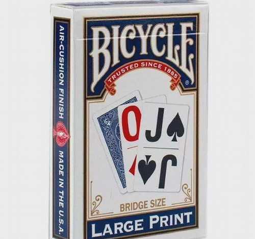 Карты Bicycle Large print, 54 шт.,синяя рубашка