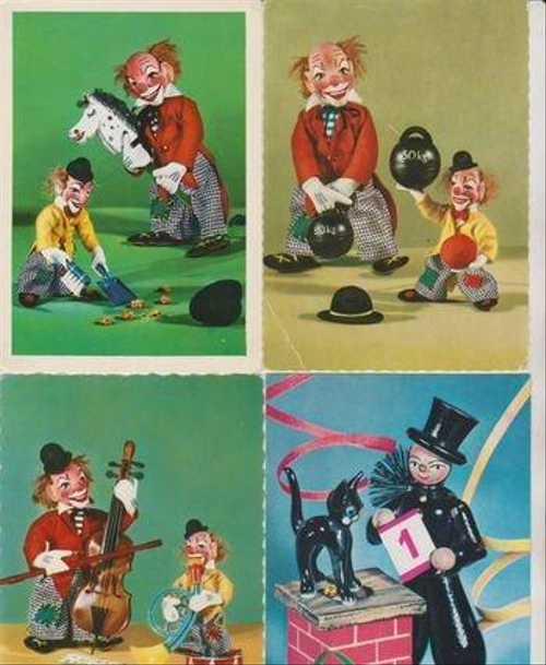 Открытки 60-х гг гдр Германия куклы;гномы;ежики