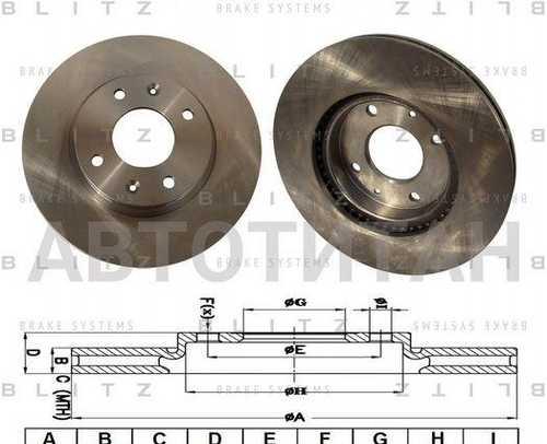 Диск тормозной Перед hyundai Sonata/Elantra 00- Bl