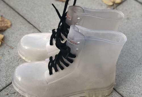 Полупрозрачные непромокаемые резиновые ботинки