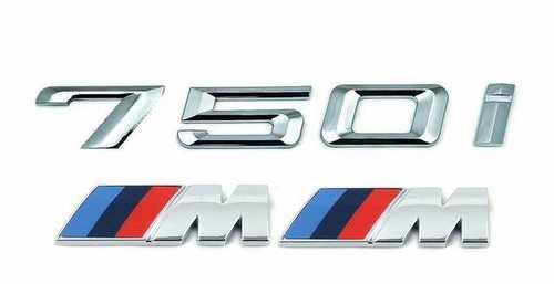 Комплект: шильдик BMW 750i + M-performance хром