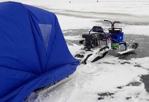 Сани палатка с дышлом для буксировки снегоходом