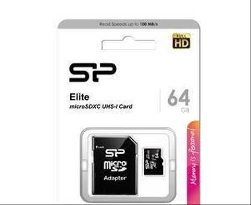 Карта памяти microsdxc Silicon Power Elite 64 гб