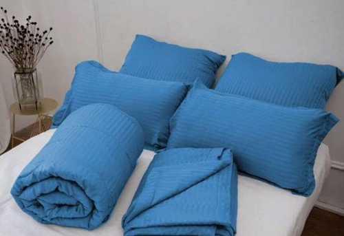 Кпб Зима-Лето с двумя одеялами Евро (синий)