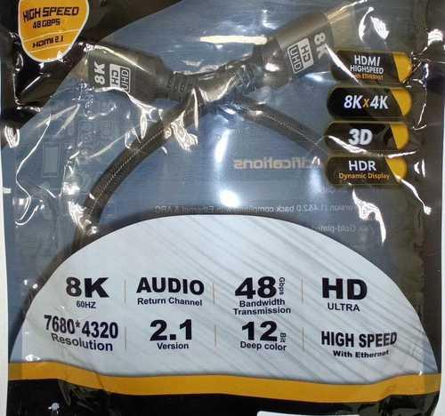 Новый кабель hdmi 8K UHD - 0,5 м, чёрный