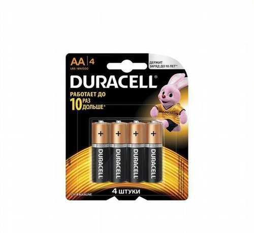 Батарейки Duracell, тип AA, 1,5В, 4шт пальчиковые