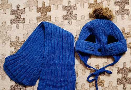 Зимний комплект шапка и шарф для девочки