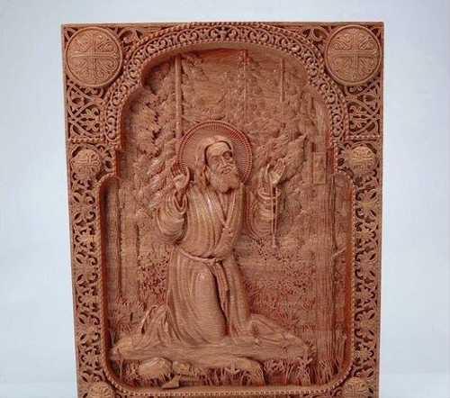 Икона "Св. Серафим Саровский" деревянная резная