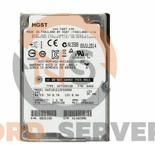 Жёсткий диск 2.5" hgst 1.2Tb SAS 10K