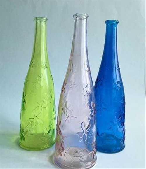 Дизайнерские вазы-бутылки ikea, цаетное стекло