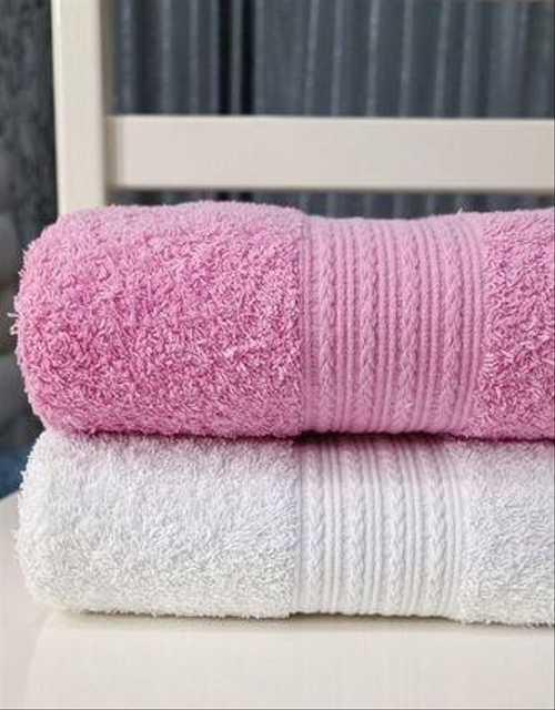 Набор махровых полотенец персик розовое 70*140