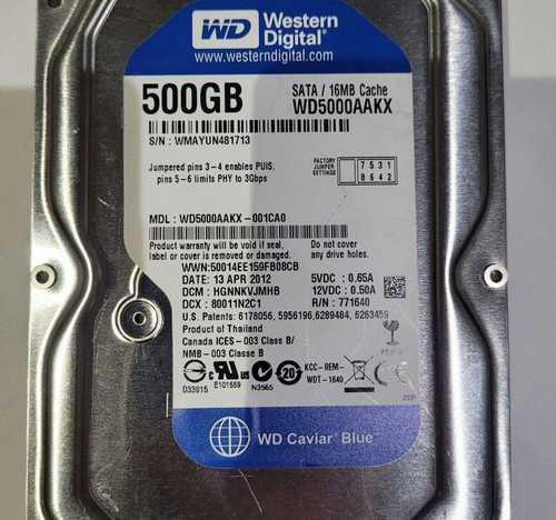 Жесткий диск HDD WD Blue 500гб 3.5"