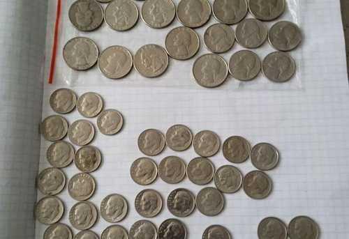 Монеты США 10 центов,квотеры,5 центов