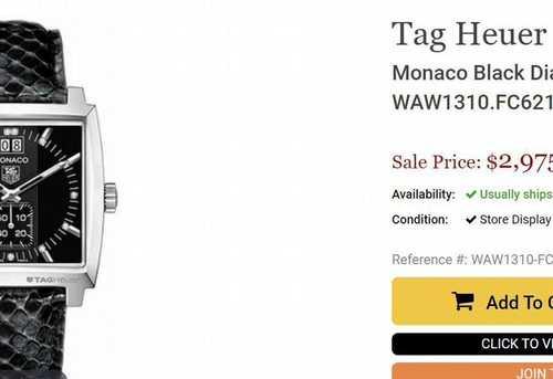 Часы TAG Heuer Monaco Grande Date Diamond Dial 37
