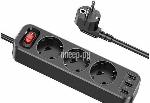 Сетевой фильтр Hoco NS2 3 Sockets 1.8m Black 6