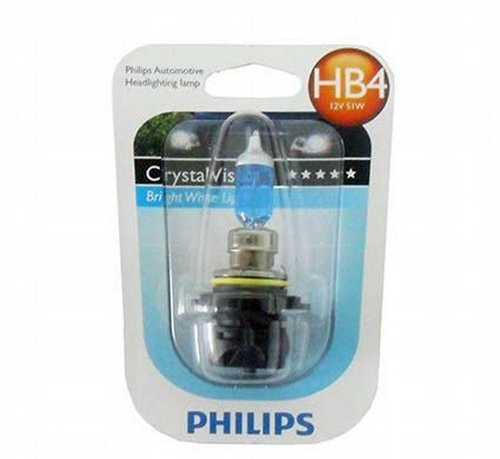 Автолампа philips HB4/9006 12V 55W P22d Crystal Vi