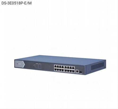 Коммутатор hikvision DS-3E0518P-E/M 16-PoE Неуправ