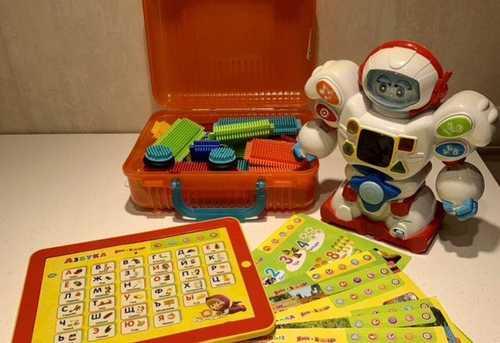 Набор игрушек из планшета, робота и конструктора