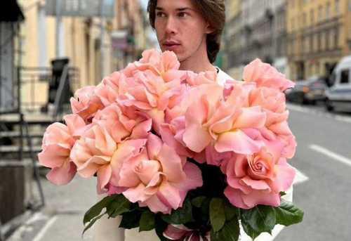 Букет цветов Розы 21 штука розовые