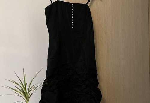 Платье винтаж черное тафта s y2k