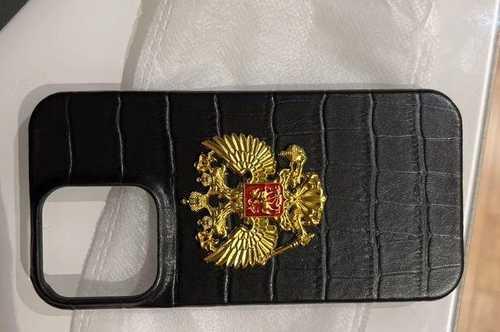 Чехол на iPhone 13 pro, герб России + пленка