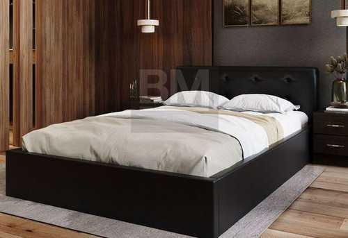 Кровать мягкая черная двуспальная