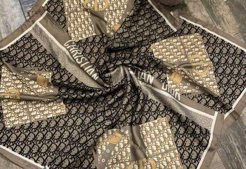 Шелковый платок шаль Dior темно-бежевый