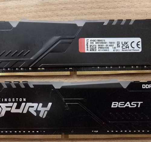 Kingston Fury Beast DDR4 - 2x 8гб 3600