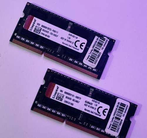 Оперативная память Kingston KVR16S11/8 8gb (2шт)