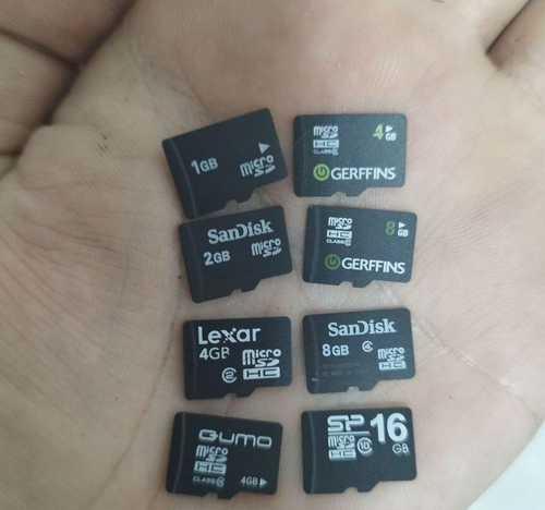 Micro sd 8шт, 1gb, 2gb, 4gb, 8gb, 16gb