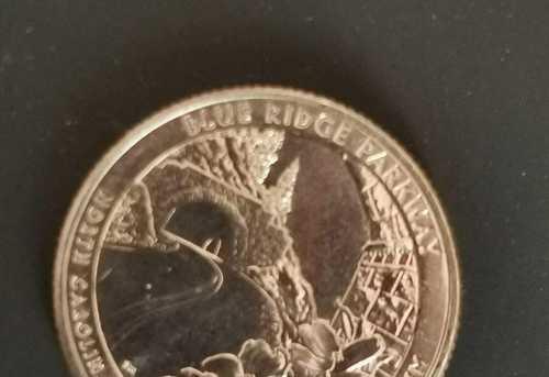 Монета США 25 центов 2015 года