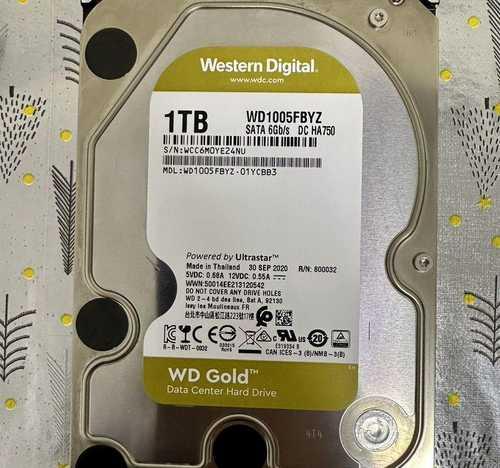 Жесткий диск WD Gold WD1005fbyz, 1тб, 3.5"