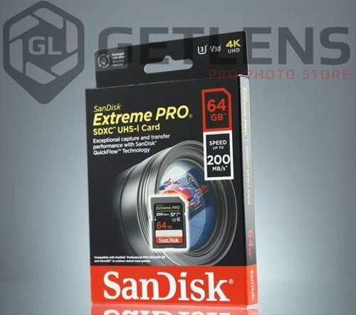 Карта памяти SanDisk sdxc 64GB Extreme Pro U3