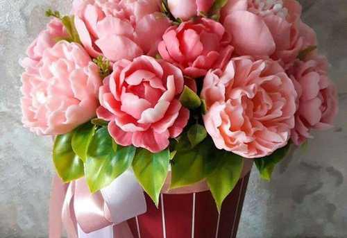 Букет цветов из мыла пионы розы