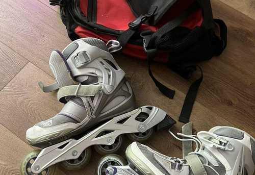 Ролики Rollerblade с комплектом защиты и рюкзаком