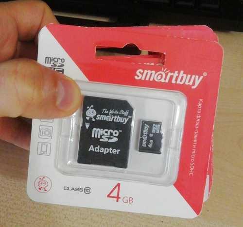 Карта памяти MicroSD 4Gb(4Гб) 10 класс Новый