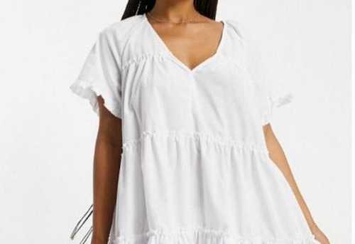 Белое свободное платье мини 44 размер