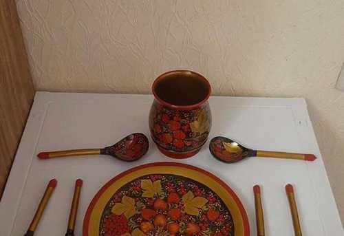 Набор деревянной посуды Хохломская роспись