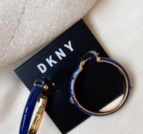 Новые серьги Dkny синие кольца оригинал