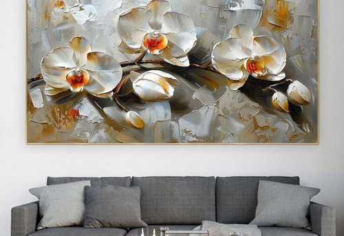 Фактурная картина Цветы Белые орхидеи
