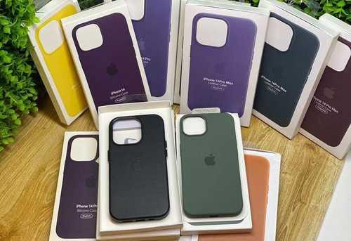 Чехлы на Apple iPhone 14 силиконовый, кожаный